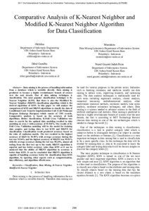 Comparative Analysis of K-Nearest Neighbor and Modified K-Nearest ...